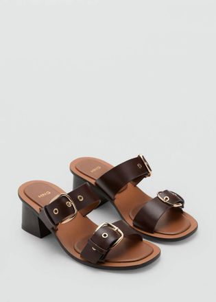 Mango Sandales cuir talon boucles marron - Femme - 35 - MANGO