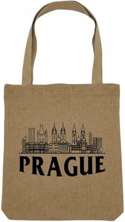 Fabulous Sac Shopping Tote Bag Aspect Lin - Prague Minimalist Voyage Tch&eacute;quie Culture Architecture - Sac de Courses Toile Epaisse 360g Beige Naturel Cabas Port