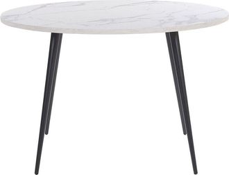 Beliani Beliani - Table de Salle à Manger Ronde 120 cm Plateau Effet Marbre Blanc Gris et Pieds Obliques en Métal Noir pour Intérieur Rétro ou Moderne