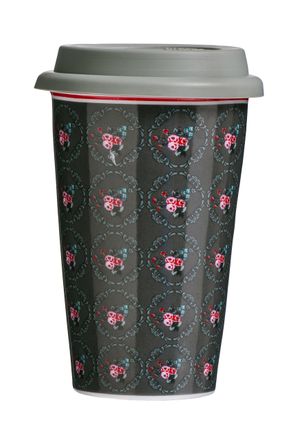 Premier Pippa Ditsy Reisebecher, Porzellan, Silikon, Doppelwand, 330ml