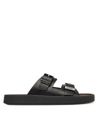 Calvin Klein Pantoletten Ergon Double Bar Sandal Lth HM0HM02097 Schwarz