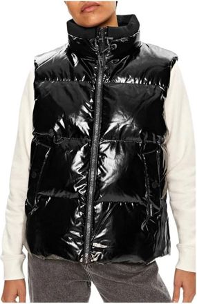 Karl Lagerfeld Femme, Vestes, Noir, Taille: 40 FR Puffer Gilet avec Zip Logo
