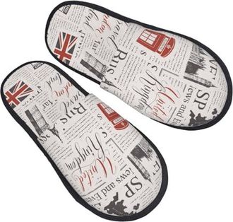 Generic Pantoufle Maison Th&egrave;me Des Monuments Du Royaume-Uni Et De Londres Chaussons Maison Portative Hiver Chaussures Chaudes Confortable Hiver Pantoufles Pou
