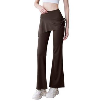 Generic Legging de gym pour femmes et filles - Taille haute - Pantalon de danse - Avec poches - 5 &agrave; 13 ans, caf&eacute;, XXL