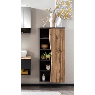 Casa home24 Midischrank Stubach II 60 x 130 x 35cm Braun/Grau/Graphit