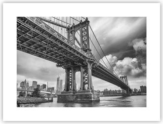 Arttor Poster ohne Rahmen Manhattan Brücke Schwarzweiß Deko 40x30cm Wandposter Art Prints Wandbilder Dekoration Wohnzimmer Schlafzimmer Küche Wanddeko Bild W