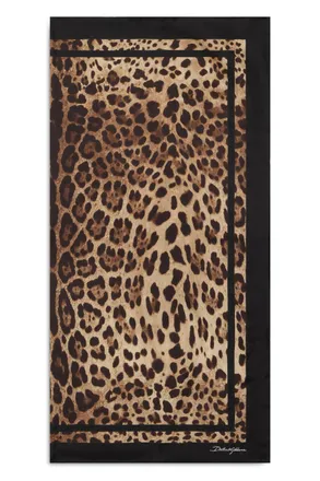 Dolce & Gabbana Womens Silk Scarf Leo Brown Scarfs