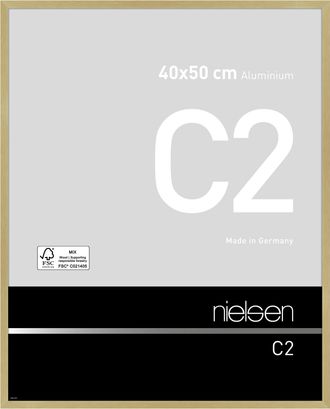Nielsen Design Bilderrahmen, 40 x 50 cm, Aluminium, Gold matt, Posterrahmen zum Aufhängen im Hoch- & Querformat, Echtglas, C2