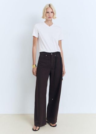 Mango Baumwoll-T-Shirt, V-Ausschnitt wei&szlig; - Damen - S - MANGO