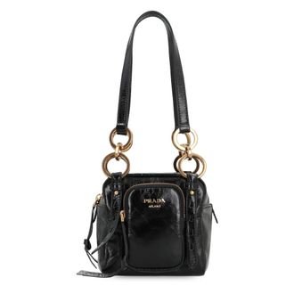 Prada Dangle Mini Leder Henkeltasche - - Bags - Damen - Schwarzk - ONE SIZE