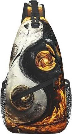 Generic Yin-Yang Tree Sac &agrave; bandouli&egrave;re noir et dor&eacute; pour homme Sac &agrave; dos de randonn&eacute;e Sac &agrave; dos de voyage