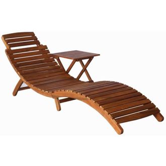 vidaXL Vidaxl - Chaise longue avec table Bois dacacia massif Marron