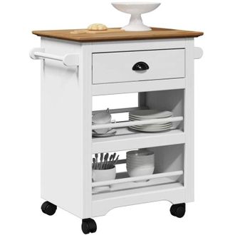 vidaXL Chariot de cuisine bodo blanc et marron 67,5x45x80 cm - Vidaxl