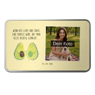 Mr. & Mrs. Panda Personalisierte Foto Metalldose Avocado P&auml;rchen - Geschenk, Liebe, Hochzeit, Geschenkbox Mit, Familie, Kinder, Teedose, Dose Aus Metall, Fotodose Blec