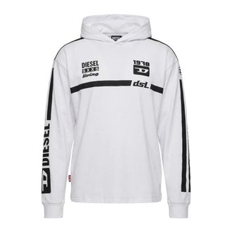 Diesel Homme, Sweatshirts et sweats &agrave; capuche, Blanc, Taille: L T-Boxt-Ls-Hood-Rib