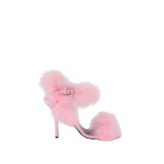 Moschino Satin-Sandalen mit Federn - - Shoes - Damen - Rosa - 40 EU
