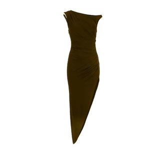 Elisabetta Franchi Femme, Robes, Brun, Taille: 40 FR Robe en jersey cr&ecirc;pe avec bretelle bijou
