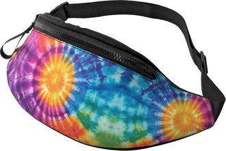 Generic Verstellbarer Umh&auml;ngetaschen Bunter Batikdruck Sporttasche Umh&auml;ngetaschen H&uuml;fttaschen F&uuml;r Hundetraining Wandern Sport 14X35Cm