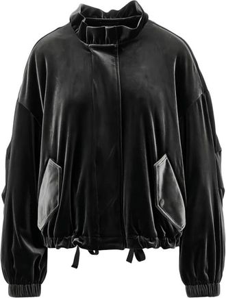 Emporio Armani Jacke mit Samt-Optik und R&uuml;schenkragen - - Jackets - Damen - Schwarzk - M