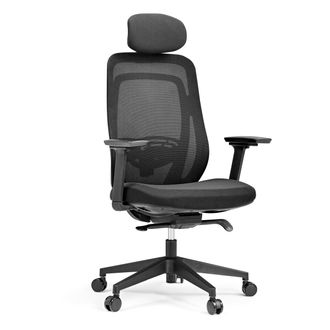 hjh OFFICE Profi B&uuml;rostuhl Vivadapt - Ergonomischer Drehstuhl mit Verstellbarer Kopfst&uuml;tze, 3D Armlehnen, Sitztiefenverstellung, Synchronmechanik, Schwarz