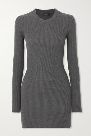 Wardrobe.NYC Minikleid Aus Gerippter Merinowolle - Grau