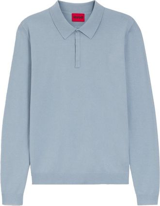 HUGO BOSS Langarm-Poloshirt mit verdeckter Knopfleiste, Slim Fit in