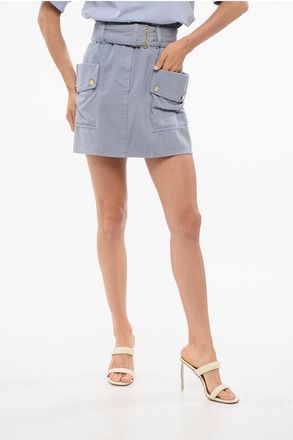 Elisabetta Franchi Denim Cargo Miniskirt with Belt size 40