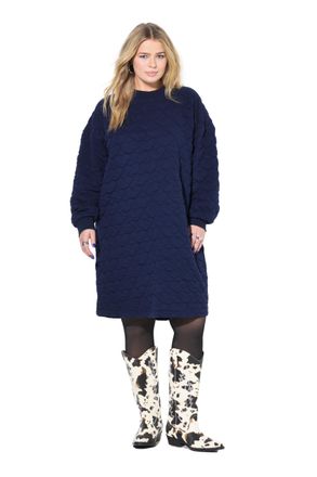 STUDIO UNTOLD Damen große Größen Übergrößen Plus Size Sweat-Minikleid, Oversized, Heart-Stepp Marine 50+ 838286770-50+