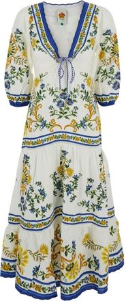 Farm Rio Farm Rio, Femme, Robes, Multicolore, Taille: 40 FR Longue Robe Maxi &agrave; Fleurs et Col en V
