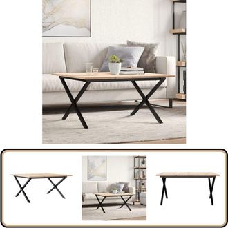 vidaXL Couchtisch X-Gestell 80x80x45cm Massivholz Kiefer und Gusseisen - Holz Couchtisch - Kiefernholzt Tisch - Wohnzimmer Möbel - Side Table - Sofa Tisch