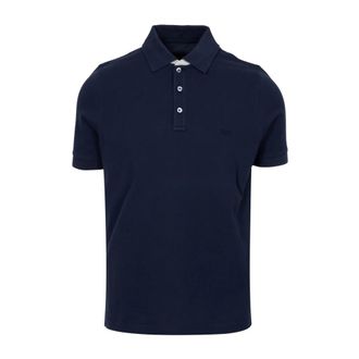 Fay Blaues Stretch-Piqu&eacute;-Poloshirt - - Tops - Herren - Blau - S