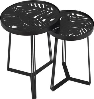 Altobuy Altobuy - sova - Tables Gigognes Noires Motif Feuilles
