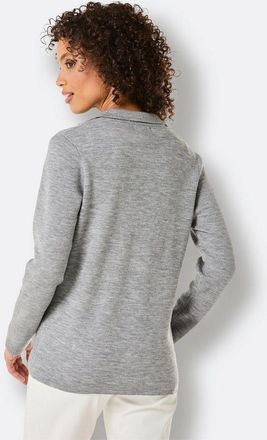 Cr&eacute;ation L Strickjacke Merino-Strickblazer Langarm Feinstrick, Jacquard