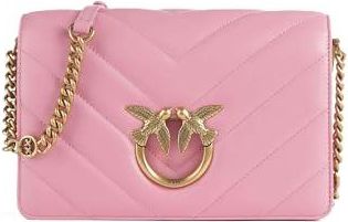 Pinko Love Click Classic Sheep Nappa Big Chevron, Sac Femmes, P31q_Rose Marino-Antique Gold, Taille Unique