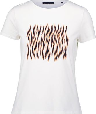 Zero Damen T-Shirt mit Animalprint 42, Patch CreamBrown