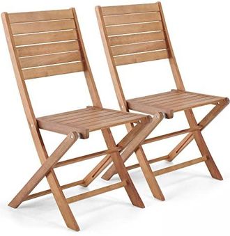 Oviala Lot de 2 chaises Pliantes en Bois deucalyptus