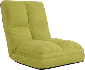 Mendler Fauteuil de sol HWC-N45, fauteuil-lit pliable Fauteuil fonctionnel, fonction sommeil pliable cadre acier velours - vert