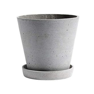 HAY Flowerpot Pflanztopf m. Untersetzer, Polystone, Grau, 17,5 x 17,5 x 16,5 cm