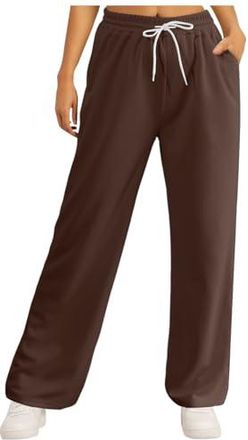 Generic Pantalon Droit Femme Taille Elastique- Pantalon Sport Femme avec Cordon De Serrage Poches Ample Sweatpants DéContracté Quotidien Classique Basique Pan