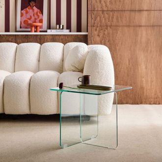 Sweeek Table basse carr&eacute;e en verre tremp&eacute; 50cm transparent - Glintz