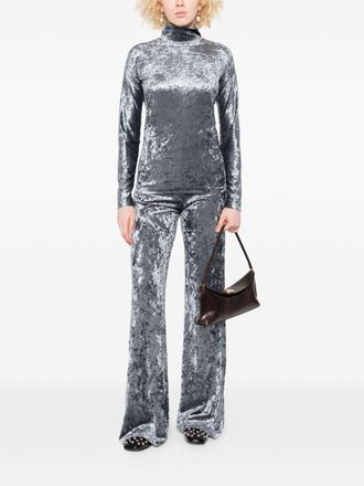 Forte_Forte Crushed Velvet Flared Trousers - grey