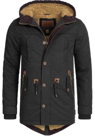 Indicode Herren Barge Winterjacke m. Kapuze & Teddyfutter | Winterparka Herrenjacke Parka Black, XXL