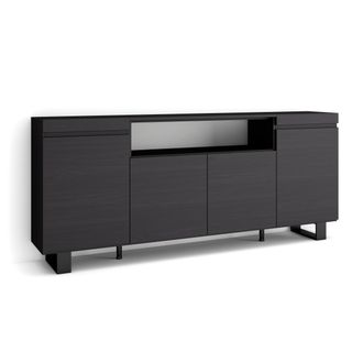 Skraut Home | Sideboard, Highboard | Kommode, Komodenschrank | 200x87x35cm | 4 T&uuml;ren | Industriedesign | Moderner Stil | Schwarz