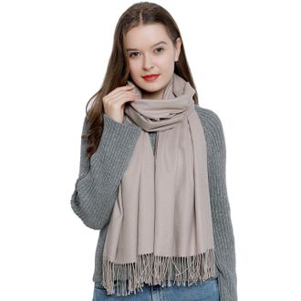 DonDon Schal Damen Winter Wollschal Winterschal warm weich 185 x 65 cm beige