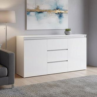 Dmora Kommode Daniel, Design-Sideboard mit 2 T&uuml;ren und 3 Schubladen, Wohnzimmer-Buffet, K&uuml;chen-Sideboard, 100 % Made in Italy, 150 x 40 x 81 cm, gl&auml;nzendes 