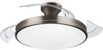 Philips Plaf&oacute;n LED y Ventilador de Techo Retr&aacute;ctil N&iacute;quel Con Mando a Distancia