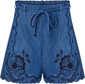 Zimmermann Femme, Shorts, Bleu, Taille: 40 FR Aster Embroidered Denim Short
