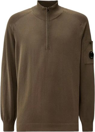 C.P. Company C.p. Company, Homme, Pulls, Brun, Taille: XL Cotton Crepe Half Zip Sweater