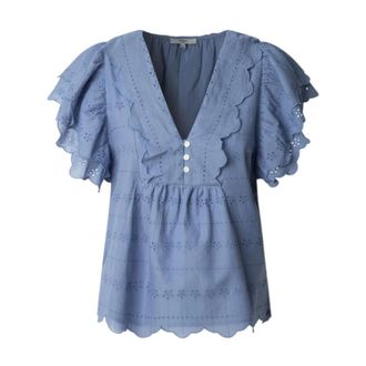 Pepe Jeans London Stahlblaue Elegante Bluse mit Puff&auml;rmeln - - Blouses & Shirts - Damen - Blau - S