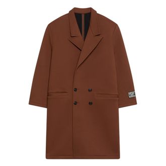 GCDS Logo-Patch Zweireihiger Mantel - - Coats - Damen - Braun - 3XL